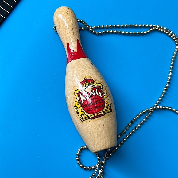 Vintage | Jewelry | 7s King Brunswick Red Crow Wood Bowling Pin Charm ...